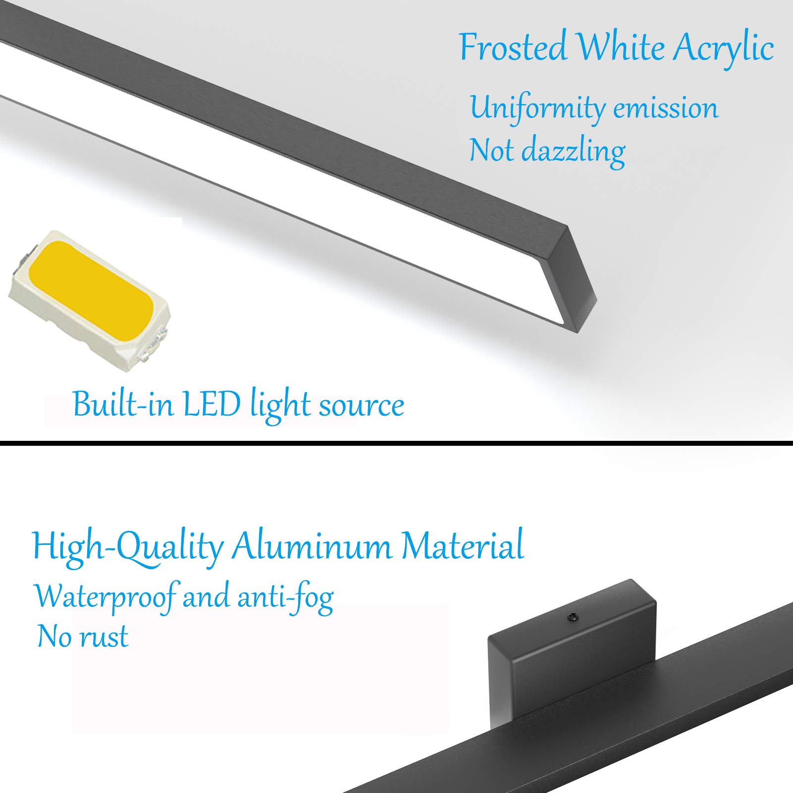 Snapklik.com : 40in Modern LED Black Vanity Light, 5-Piece All-in-One ...