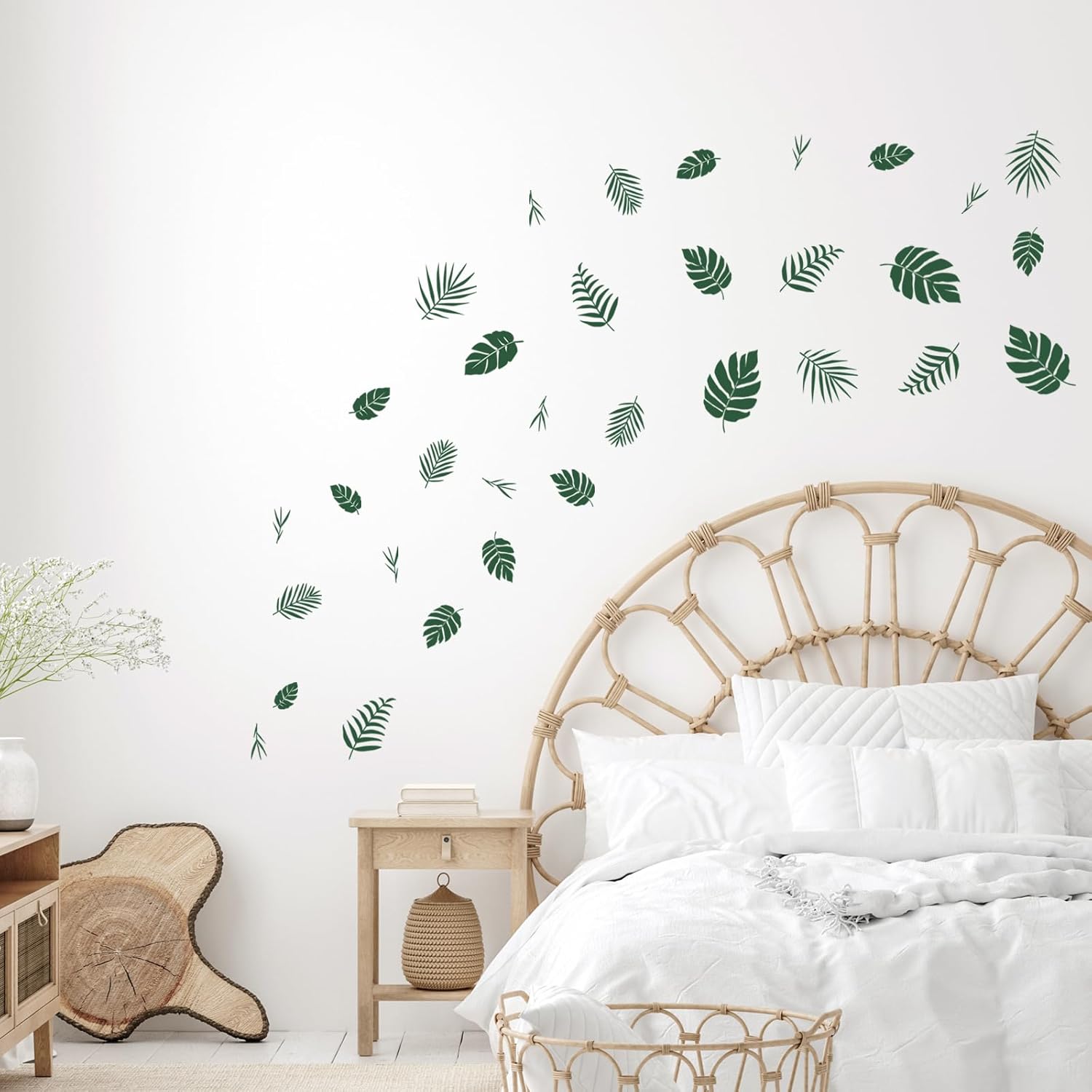 Amazon.com: Tanlaby Palm Leaf Wall Stickers, Tropical Plants Natural ...