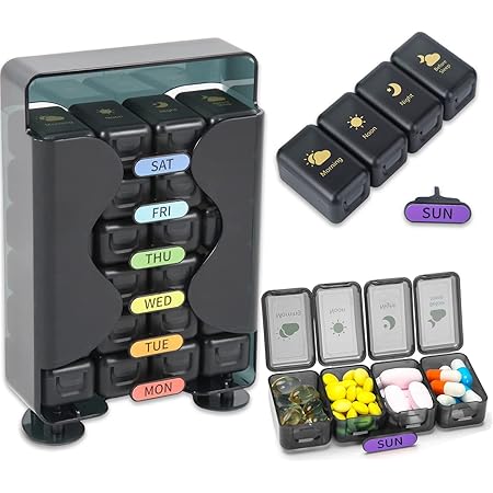 Amazon.com: Weekly Pill Organizer 7 Day 4 Times a Day， Large Pill Box ...