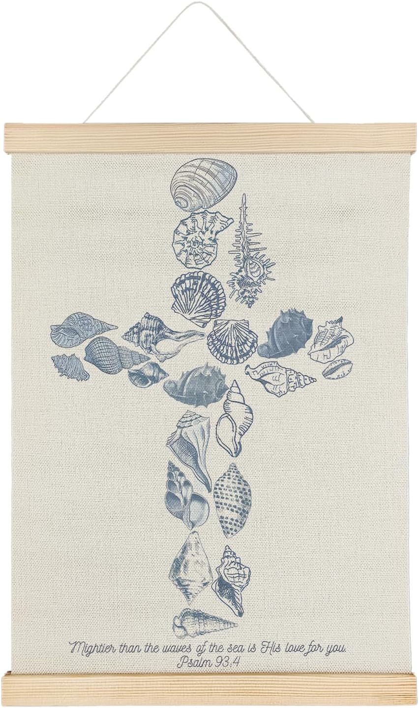Amazon.com: SereneHanctuary Christian Beach Coastal Wall Art, Shell ...