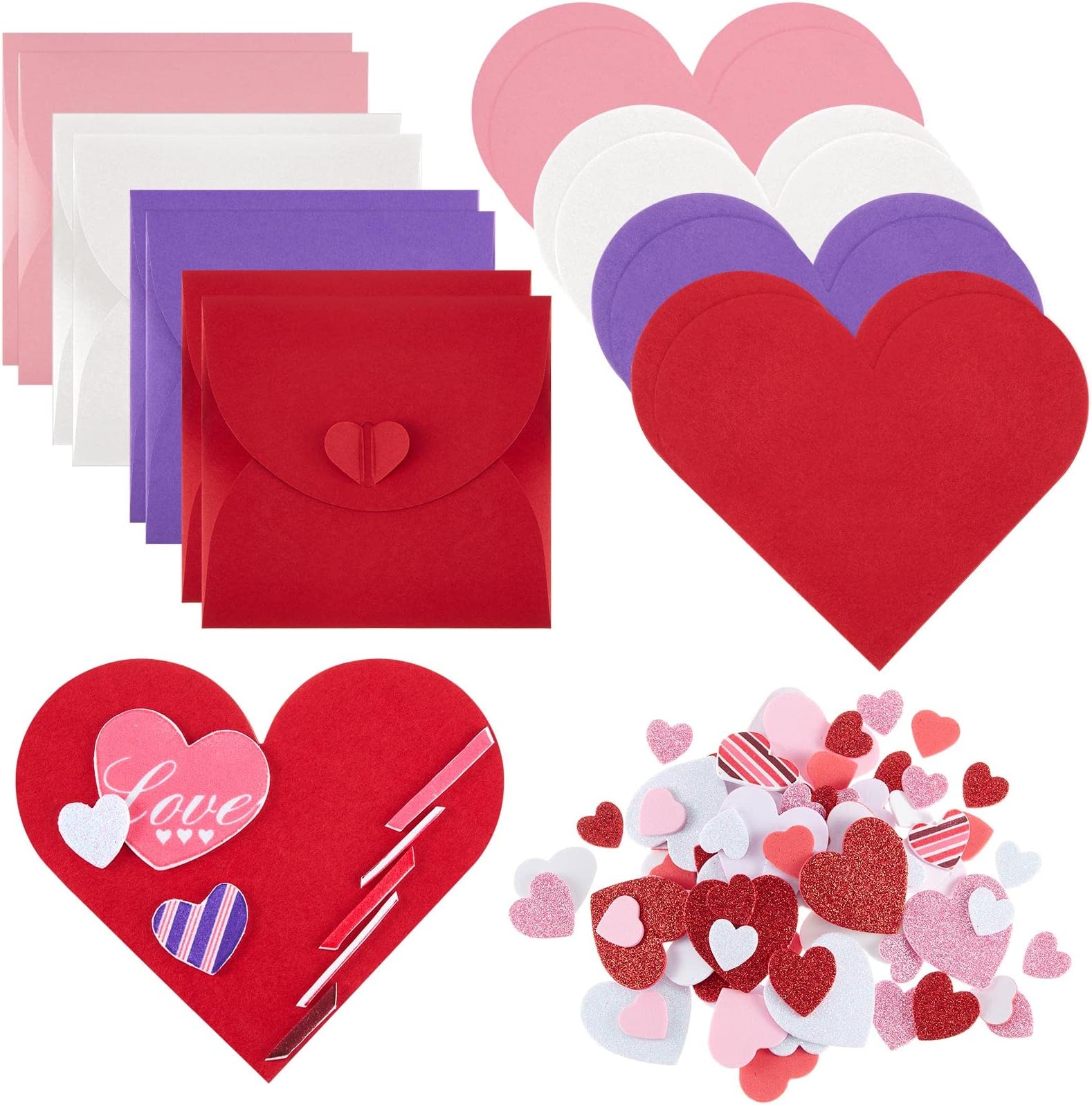 Valentine's Day Card Making Kits for Children, Include 8 Folded Heart ...