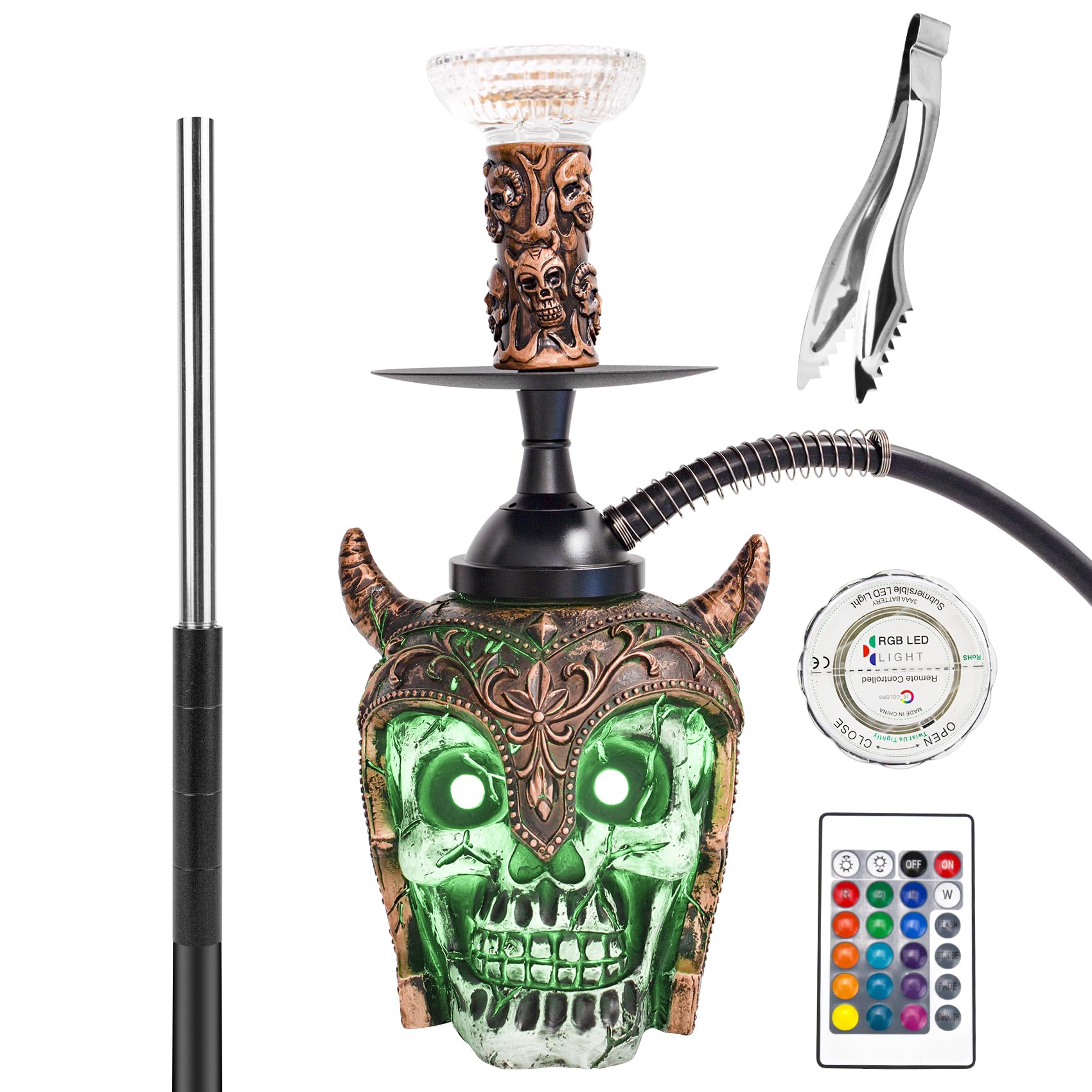 Amazon.com: Viking Skull Hookah Set Resin Integrated Cast Built-in ...
