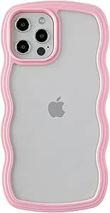 Caseative Cute Curly Wave Frame Shape Shockproof Soft Compatible with iPhone Case (Pink,iPhone ...