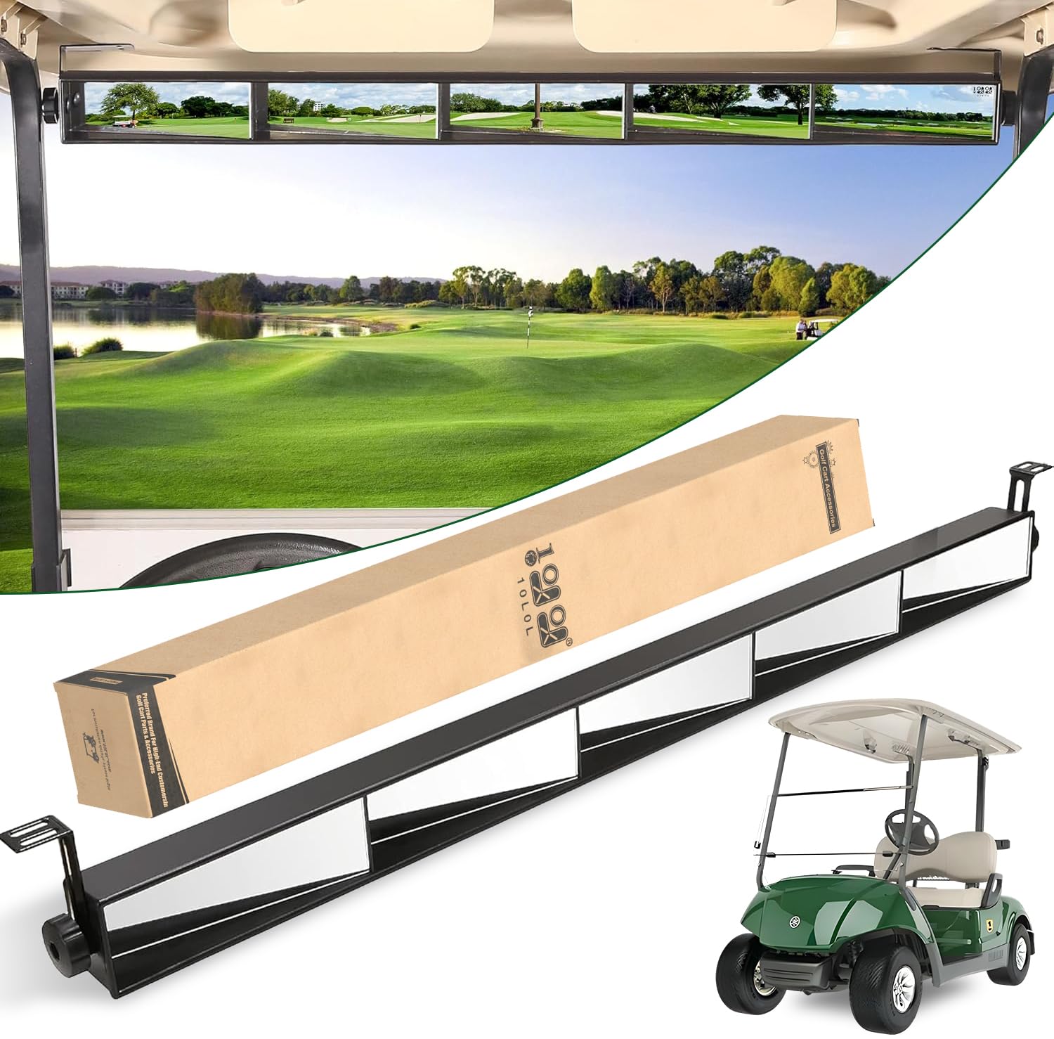 10L0L Golf Cart 5 Panel Wide Angle Panoramic Rear View Mirror Universal ...