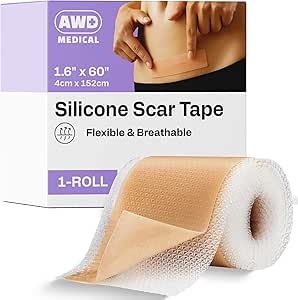 AWD Medical 100% Soft Silicone Gel Tape (1.6" x 60") Highly Comfortable ...