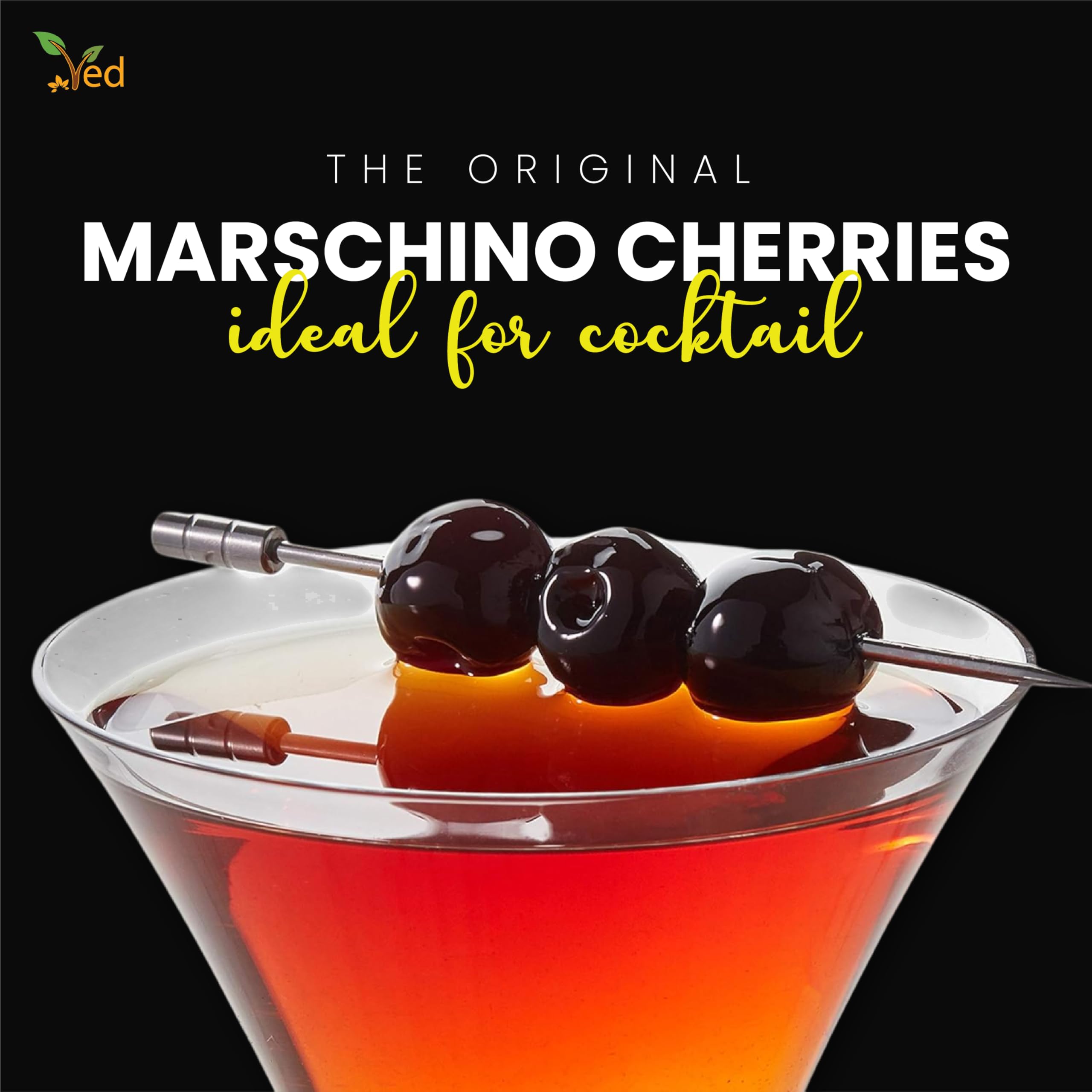 Snapklik.com : Ved Gourmet Original Black Maraschino Cherries - Italian ...
