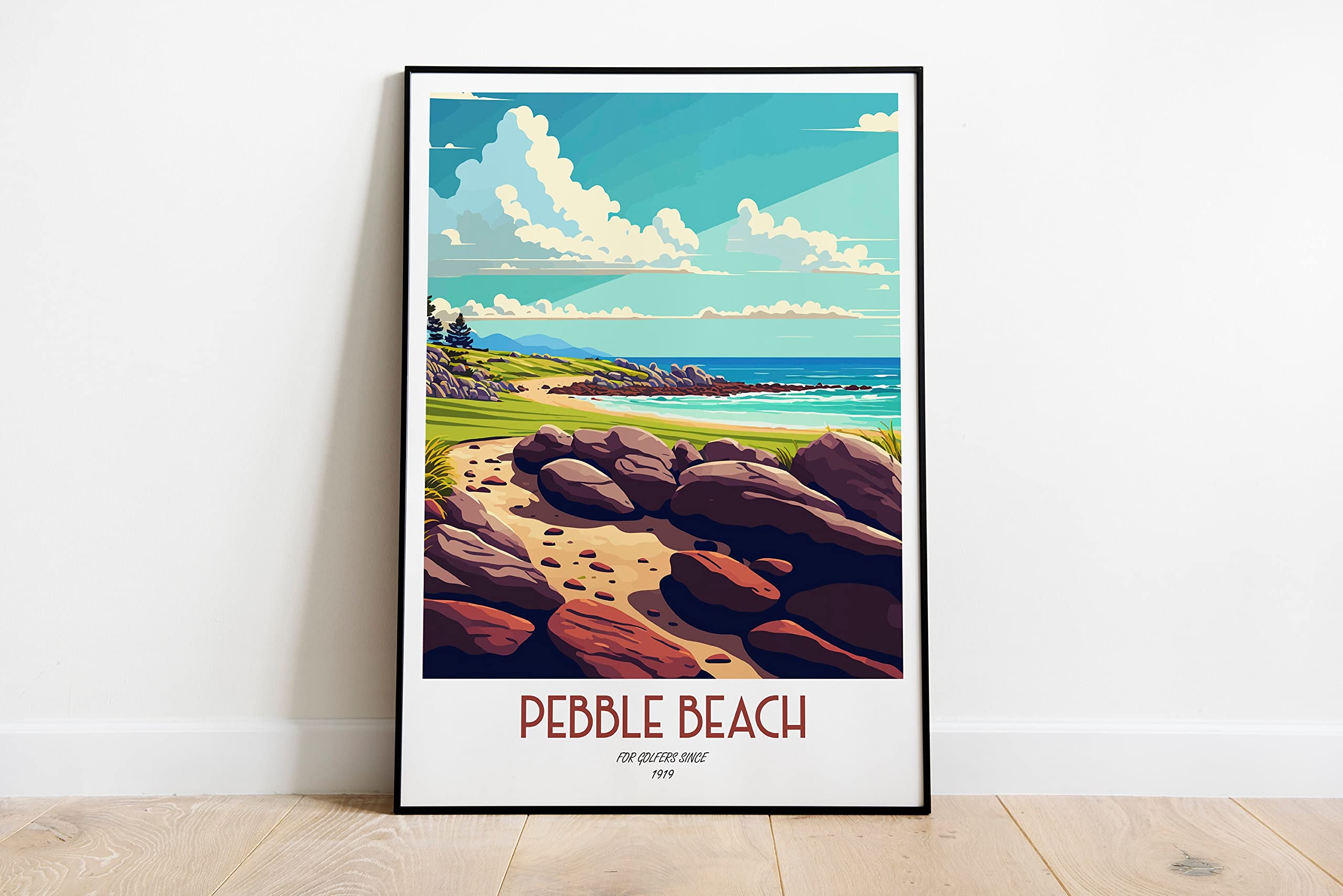 Amazon.com: Pebble Beach Golf Links Travel Print | Golf Course Travel ...