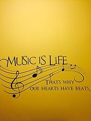 Amazon.com: Music is Life.. That's Why Our Hearts Have Beats Vinyl Wall ...
