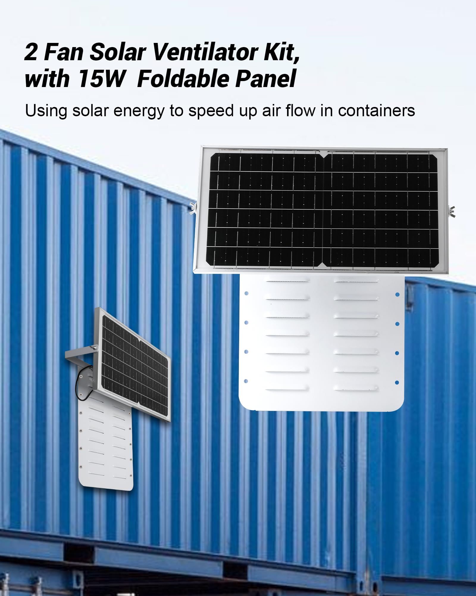 Conex Container Vents Solar Powered Container Vent Fan Kit - Dual ...
