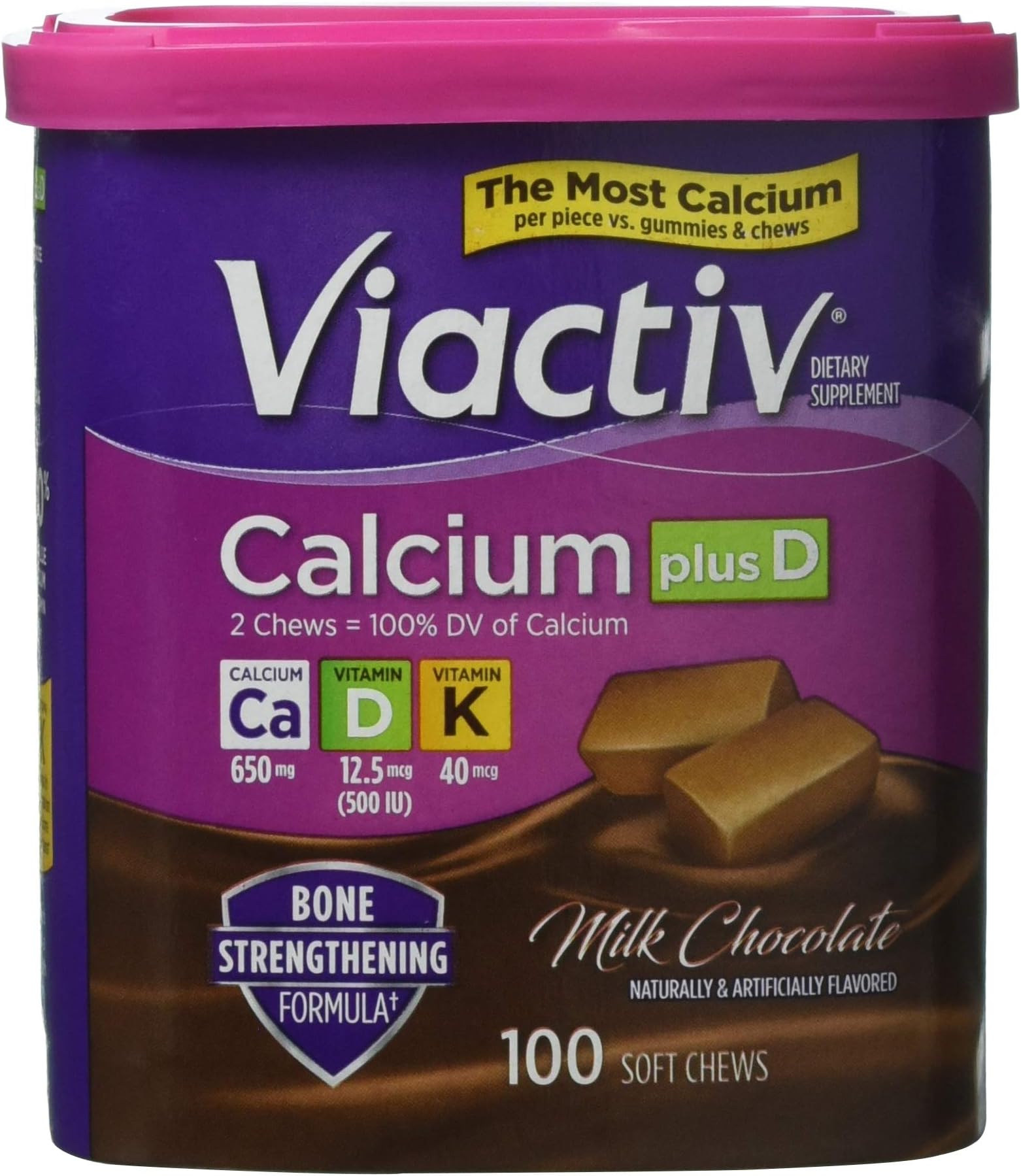 Amazon.com: VIACTIV Calcium Plus D, Soft Chews, Milk Chocolate 100 ea ...