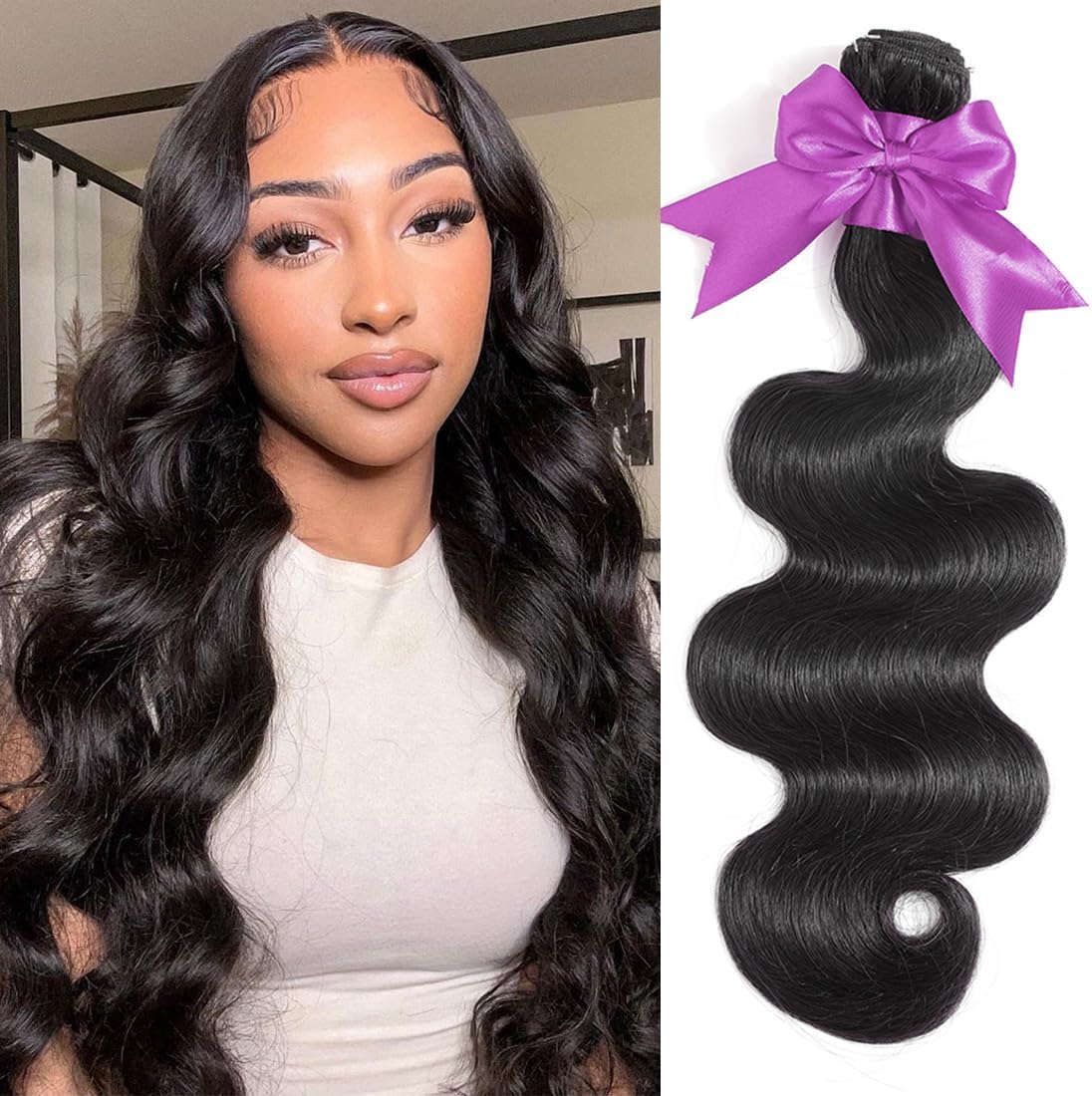 Amazon.com : Myonisally Body Wave Bundles 12 inch 10A 1 Bundles Human ...