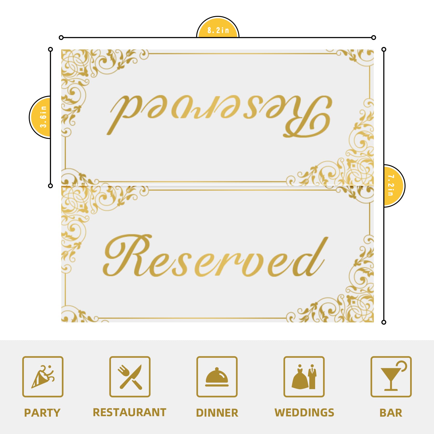 Wedding Signs Reserved Table Sign For Wedding Gold Foil, 20 Pack Table ...
