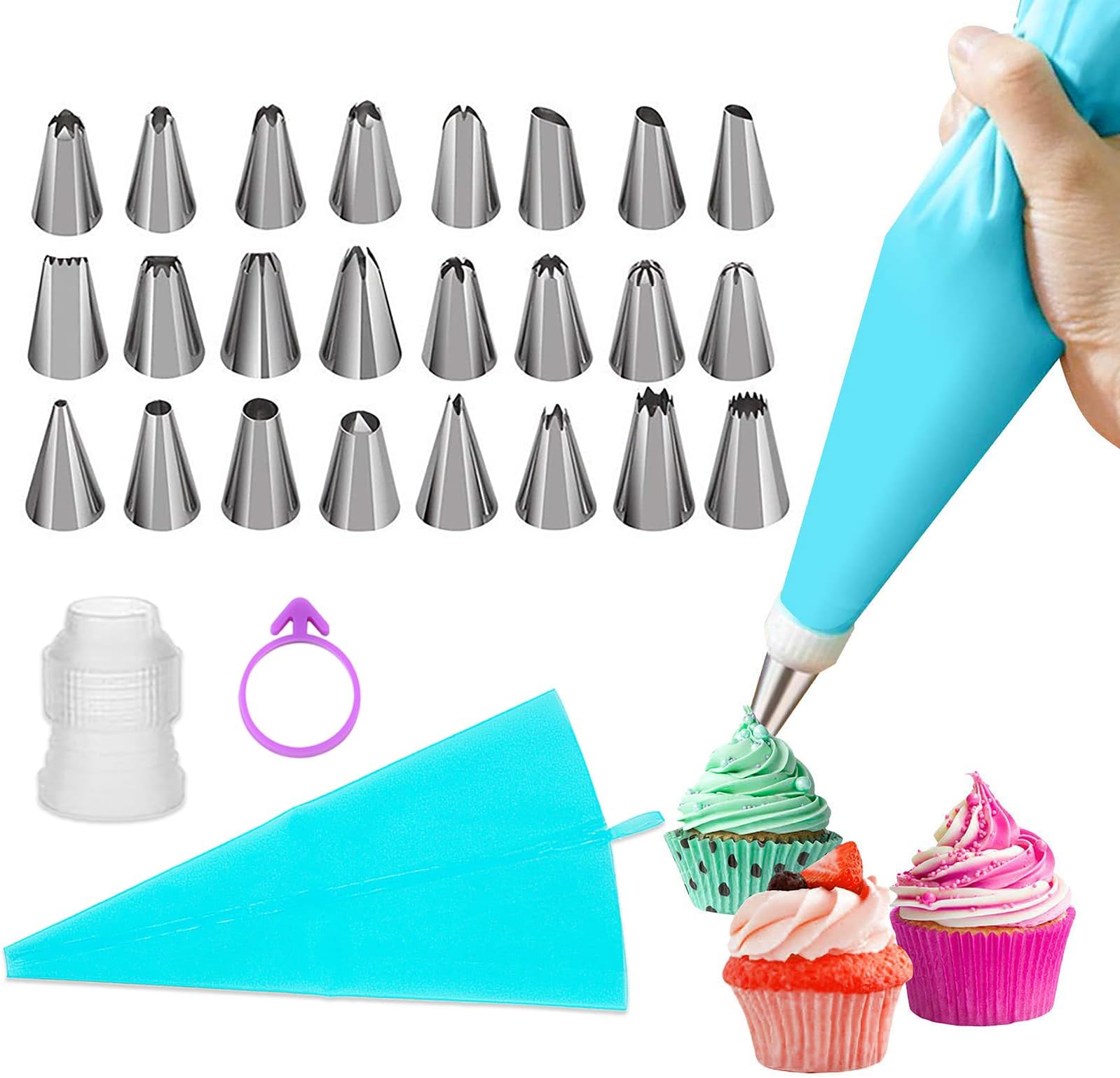 Amazon.com: ANSLYQA 30 Pcs Pastry Piping Bags Set, with 10 PCS (18 Inch ...