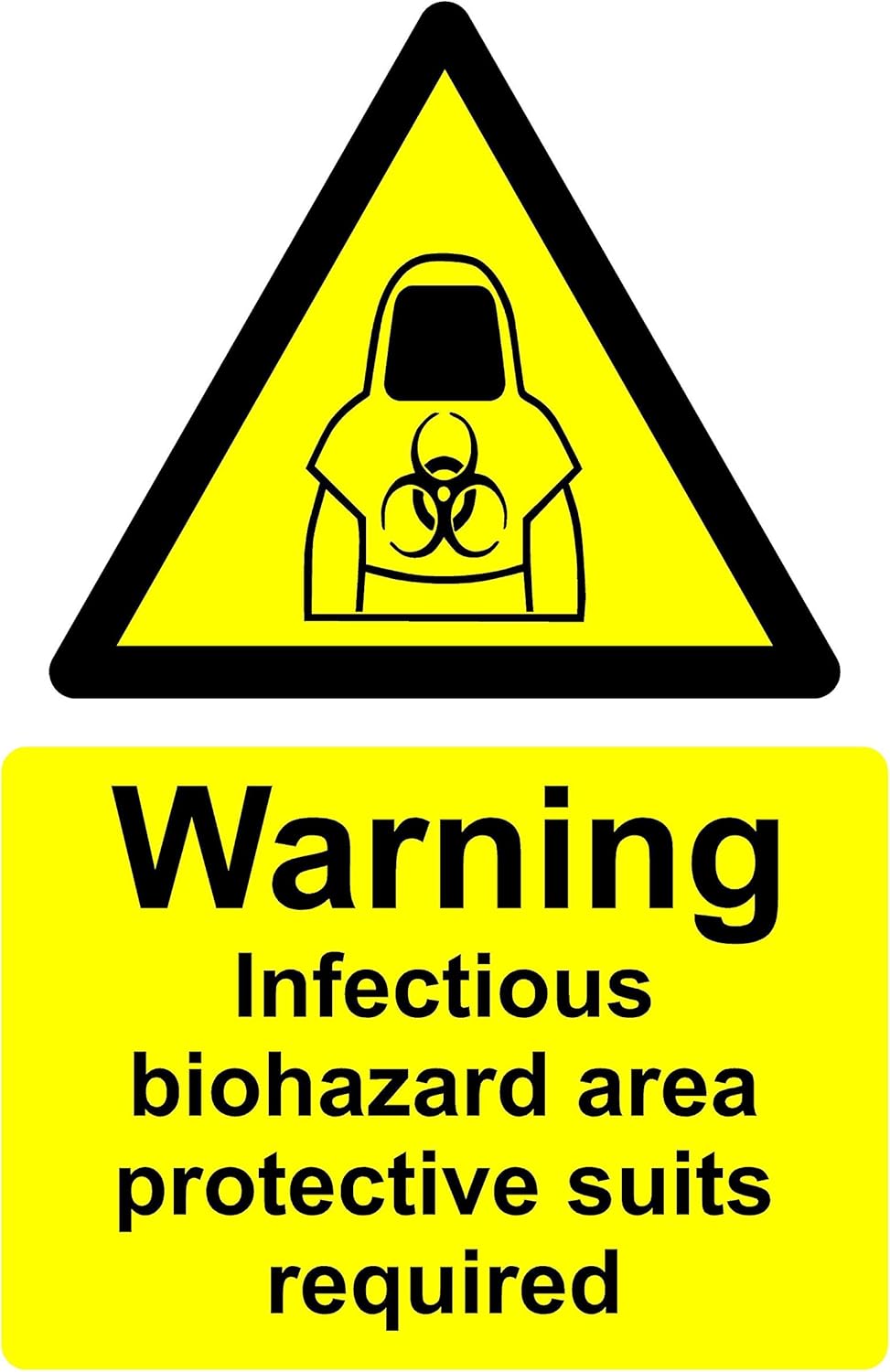 Warning infectious biohazard area protective suits required Safety sign ...