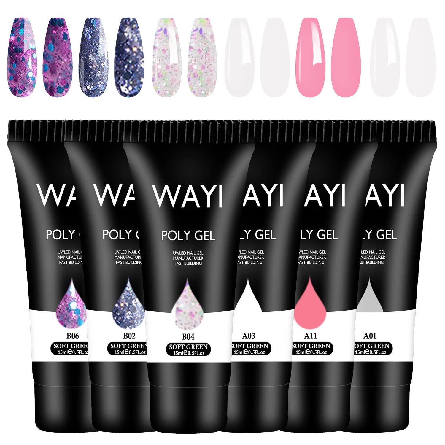 Amazon.com : Poly Gel Kit, Poly Extension Gel Nail Art Acrylic ...