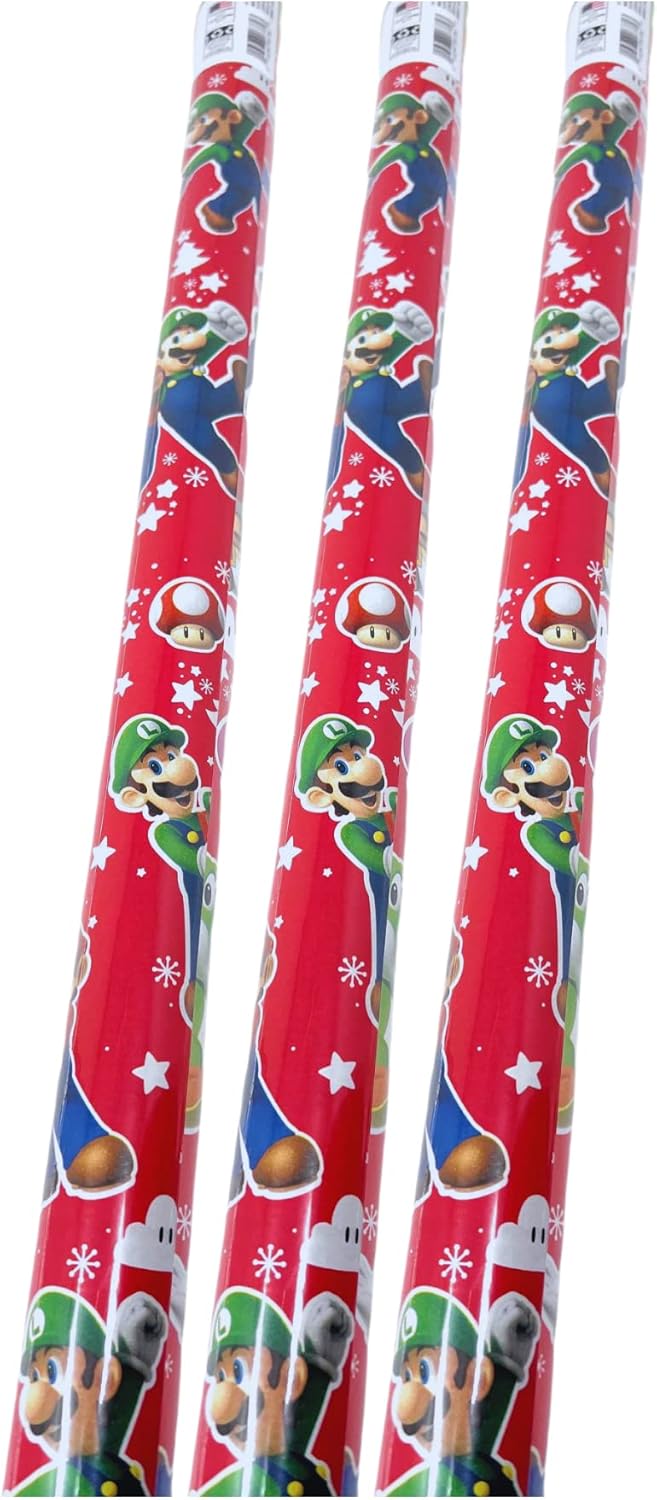 Amazon.com: P2P Super Mario Bros Wrapping Paper Jumbo Rolls, Birthday ...