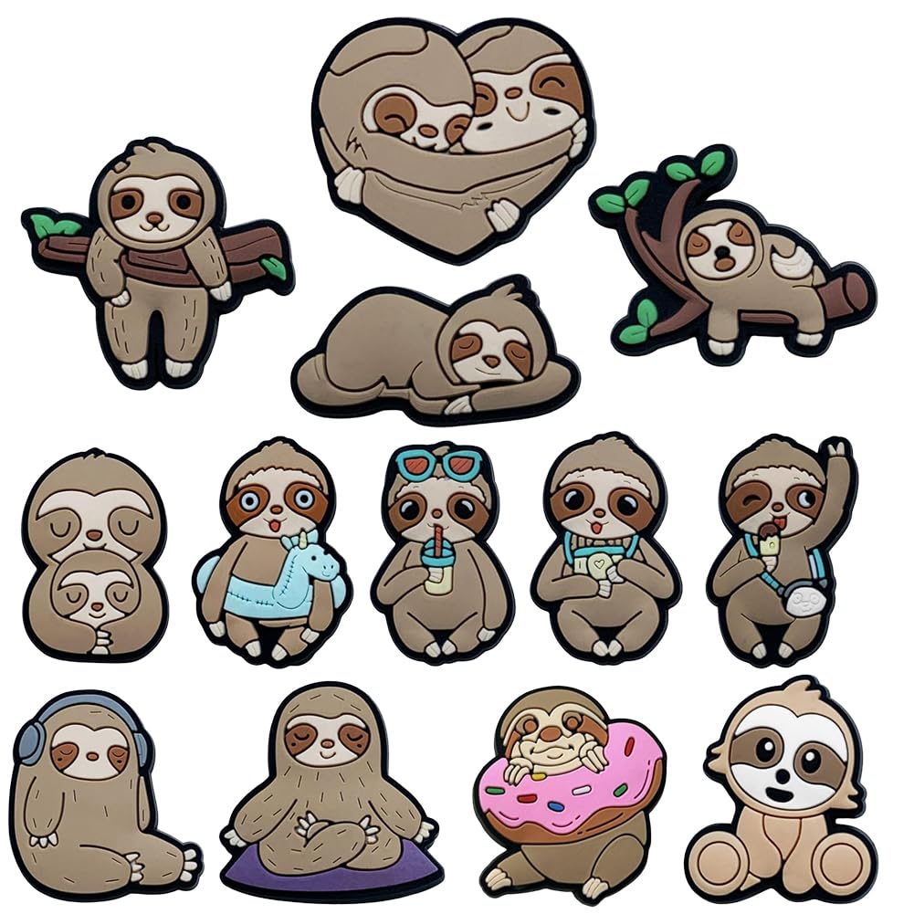 YIKISVUJ 13 pcs Sloth Shoe Decoration Charms, Shoe Charms for Sloth ...