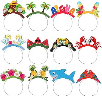 Amazon.com: Foilswirl 12 Pcs Hawaiian Party Headbands Paper Luau ...