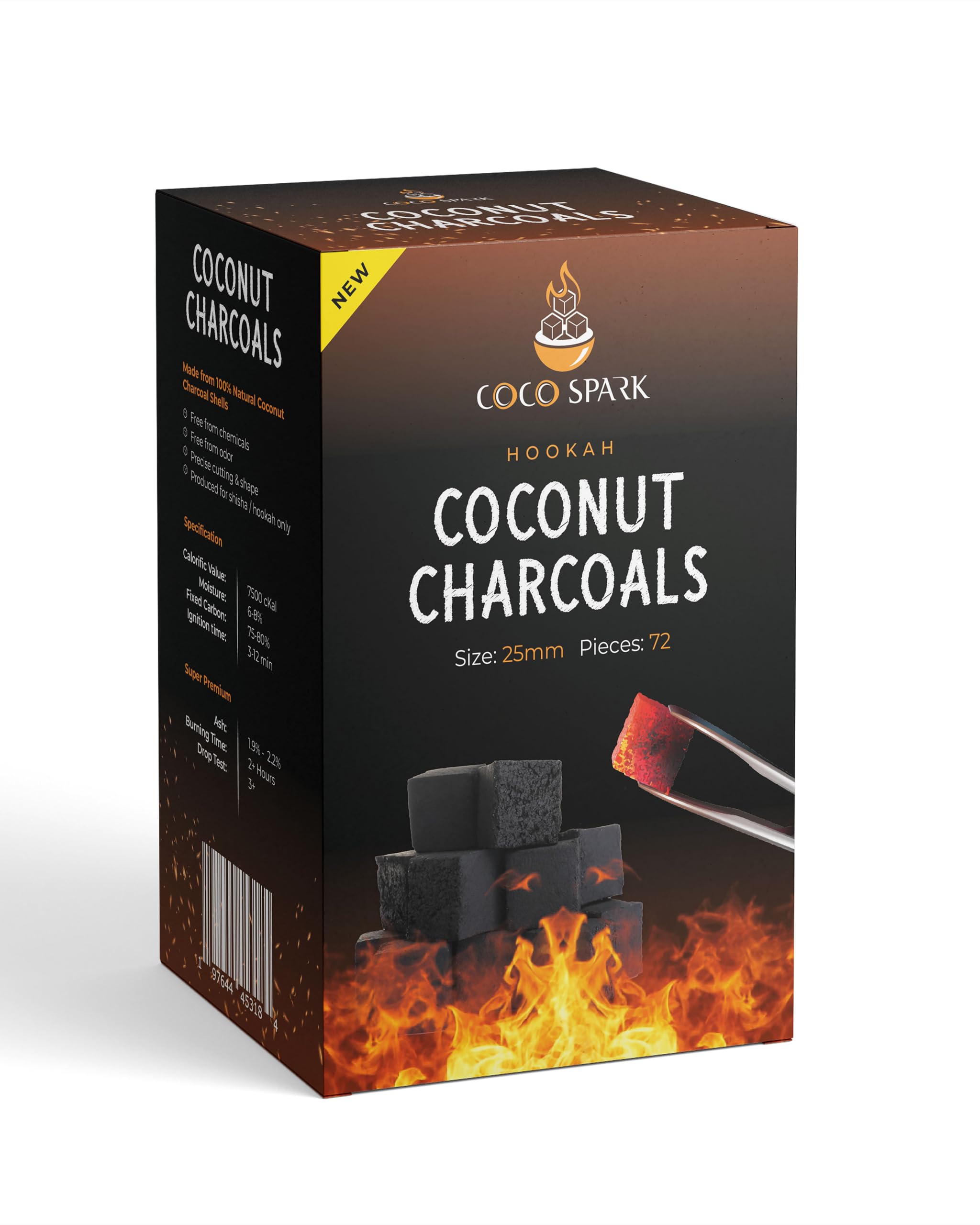 Amazon.com: Coconut Hookah Charcoals- 72 Pieces, 25mm Coconut Shell ...