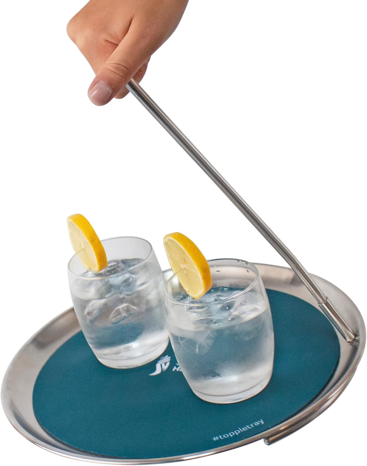 Topple Tray Folding Metal Serving Tray, Single Handed Use, Drink and ...