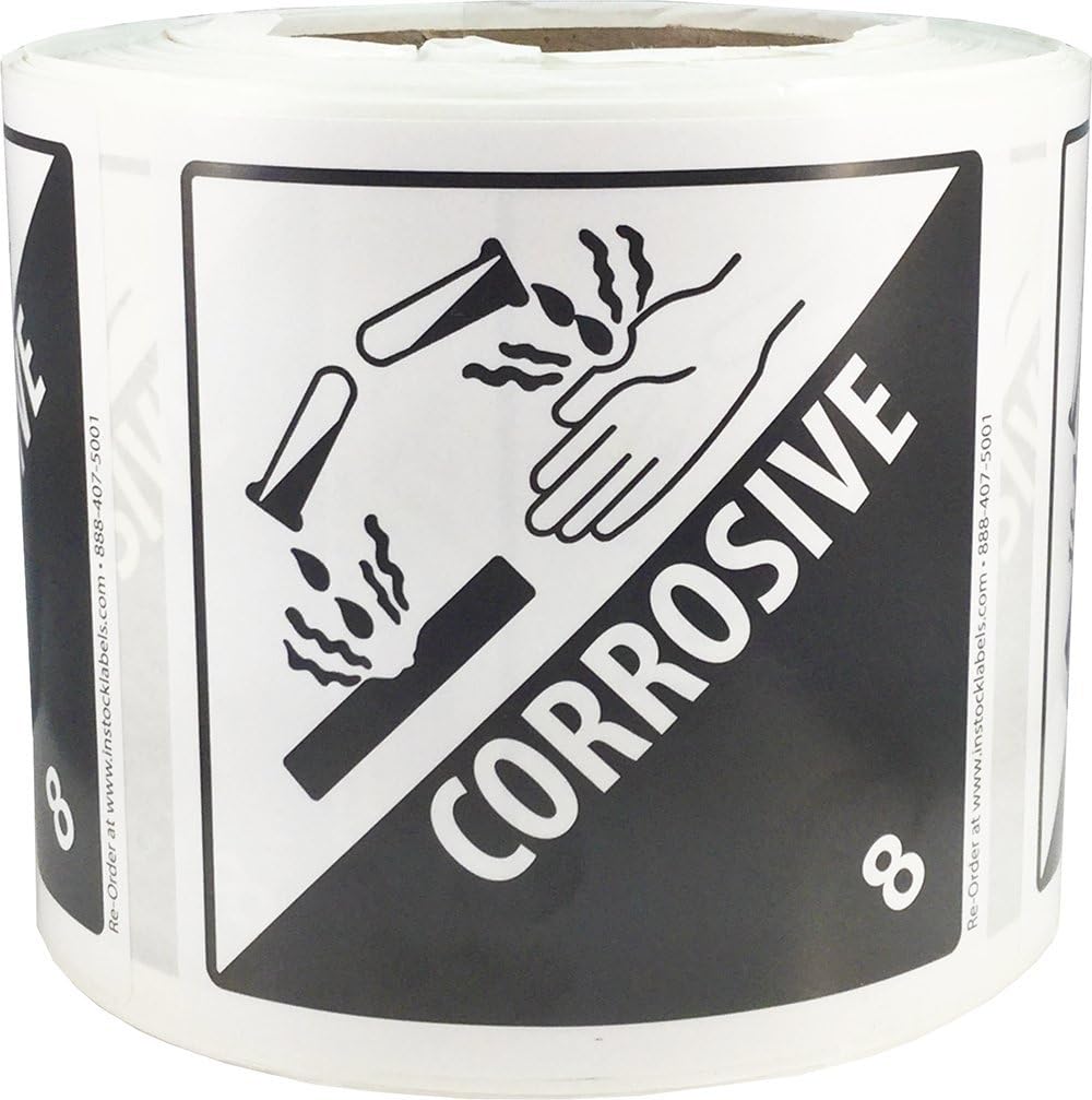 Amazon.com : InStockLabels Hazard Class 8 D.O.T. Corrosive Packing ...