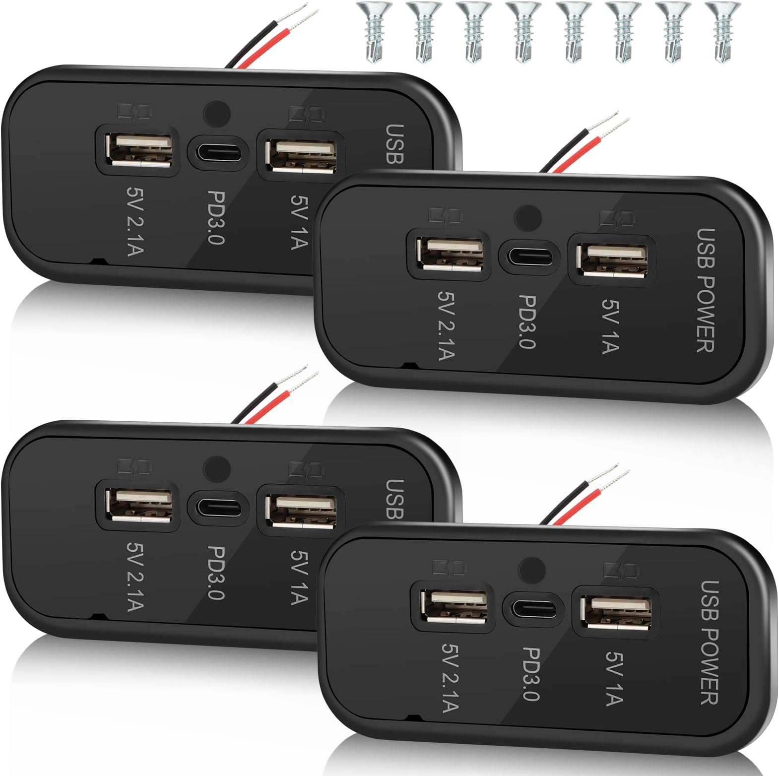 Amazon.com: Gibbab 3 Ports 12V RV USB Outlet 45.5W, 4PCS PD3.0 Type-C ...