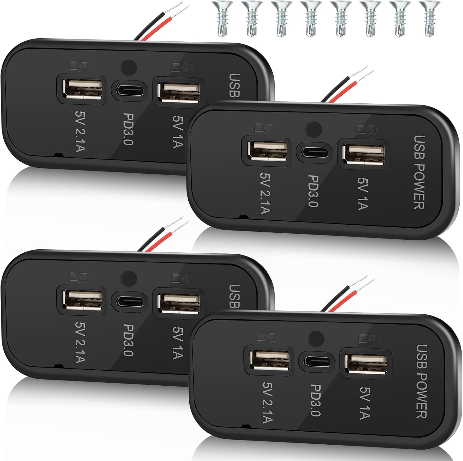 Amazon.com: Gibbab 3 Ports 12V RV USB Outlet 45.5W, 4PCS PD3.0 Type-C ...