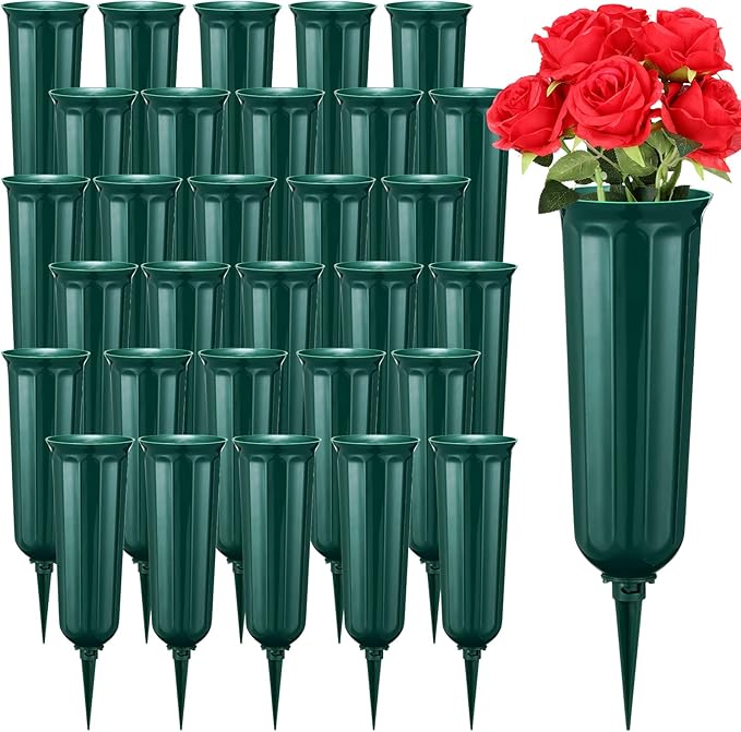 Amazon.com: 30 Pcs Cemetery Vases with Spikes Plastic Cemetery Grave ...