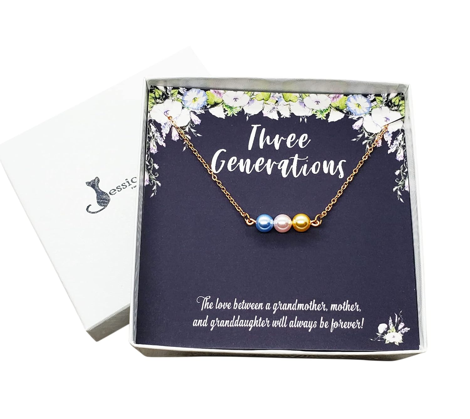 Amazon.com: Personalized 3 Generations Necklace for Grandma, Mother ...