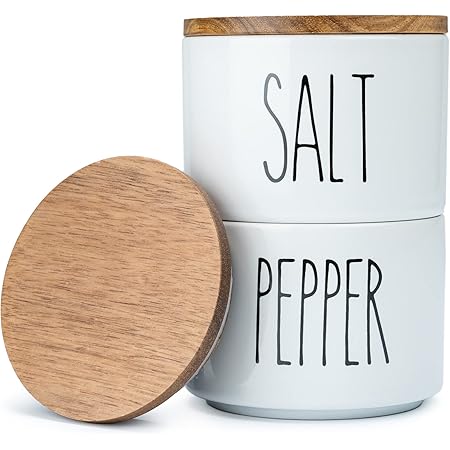 Amazon.com: Salt and Pepper Bowls, DAYYET 10 oz Salt Cellar with Lid ...