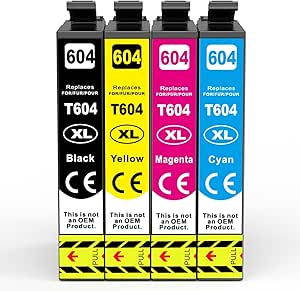 4-Pack 604XL Ink Cartridges Replacement for 604 XL Ink Cartridge for ...