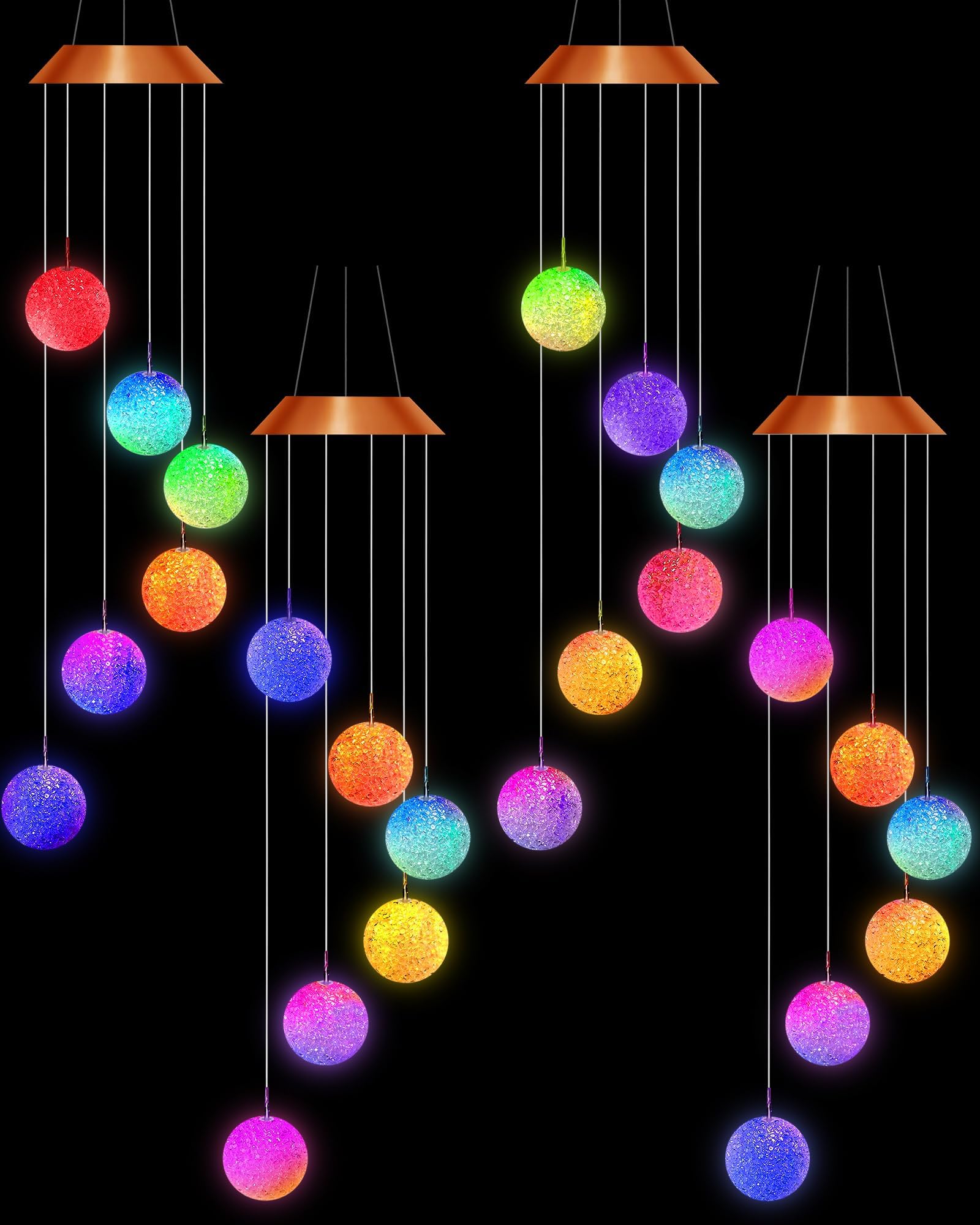 Amazon.com : Suzile 4 Pcs Color Changing Solar Wind Chimes, LED Crystal ...