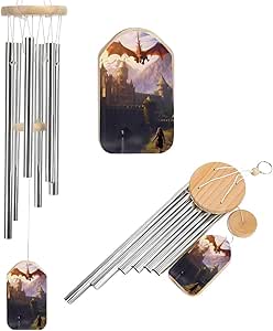 Amazon.com : Medieval Castle Flying Dragons Wind Chimes for Outside ...