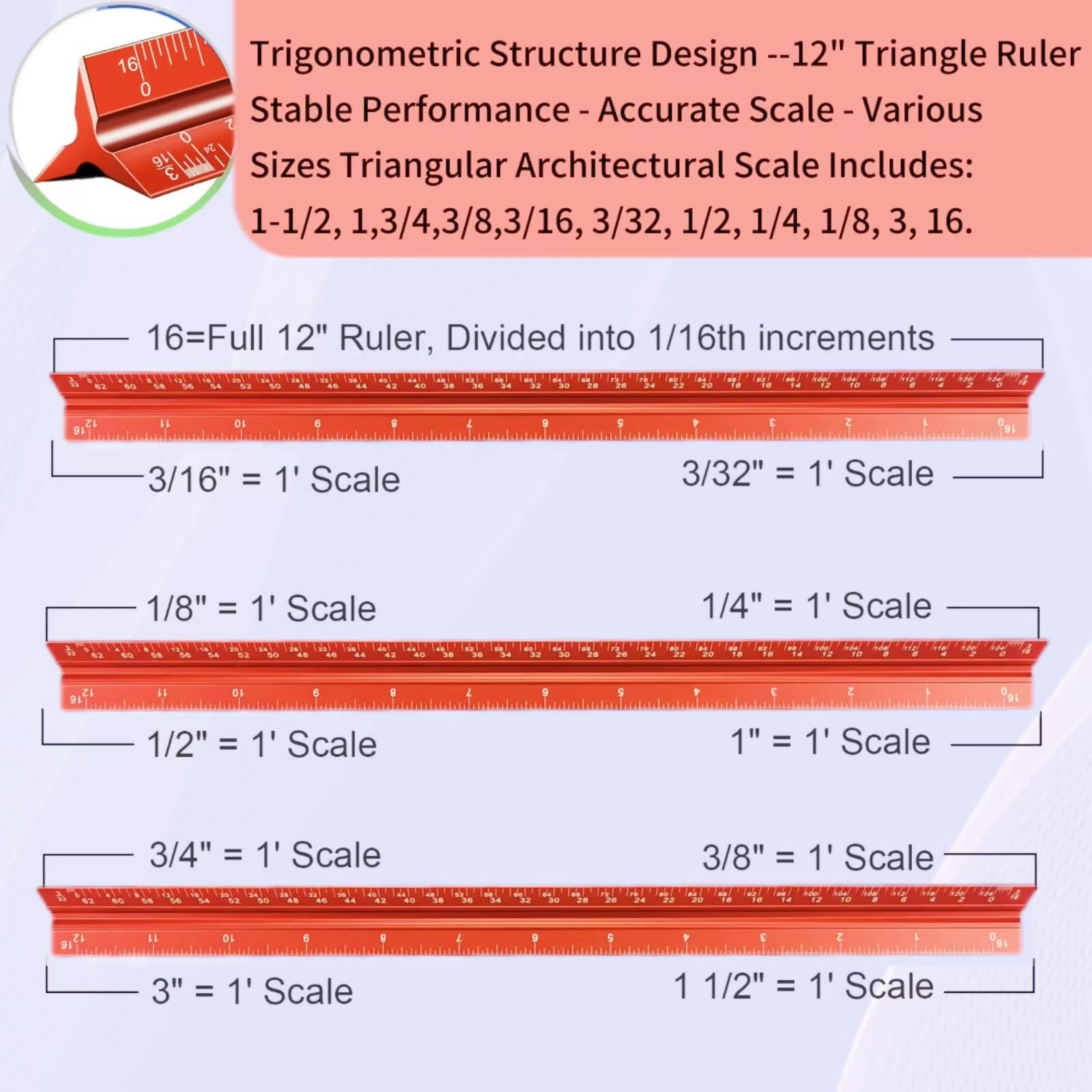 Snapklik.com : Architectural Scale Ruler, 12 Imperial Architect Scale ...