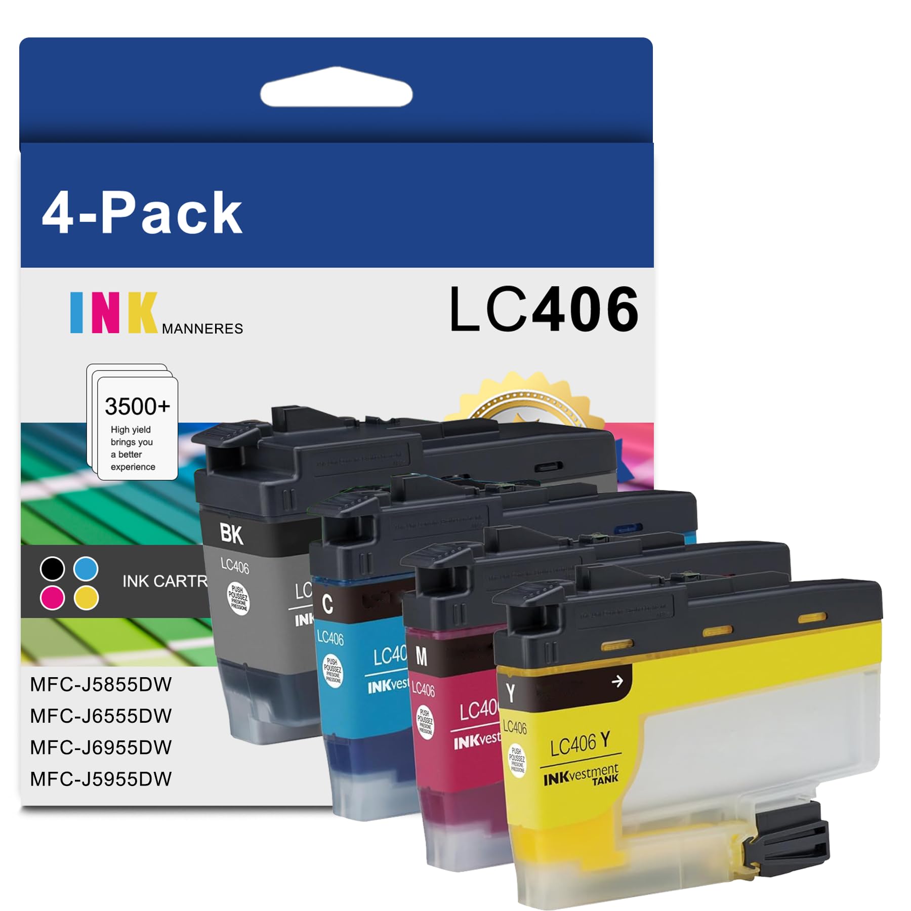 Amazon.com: LC406 Ink Cartridges (4-Pack,BK/C/M/Y) - MNRS LC406 Ink ...