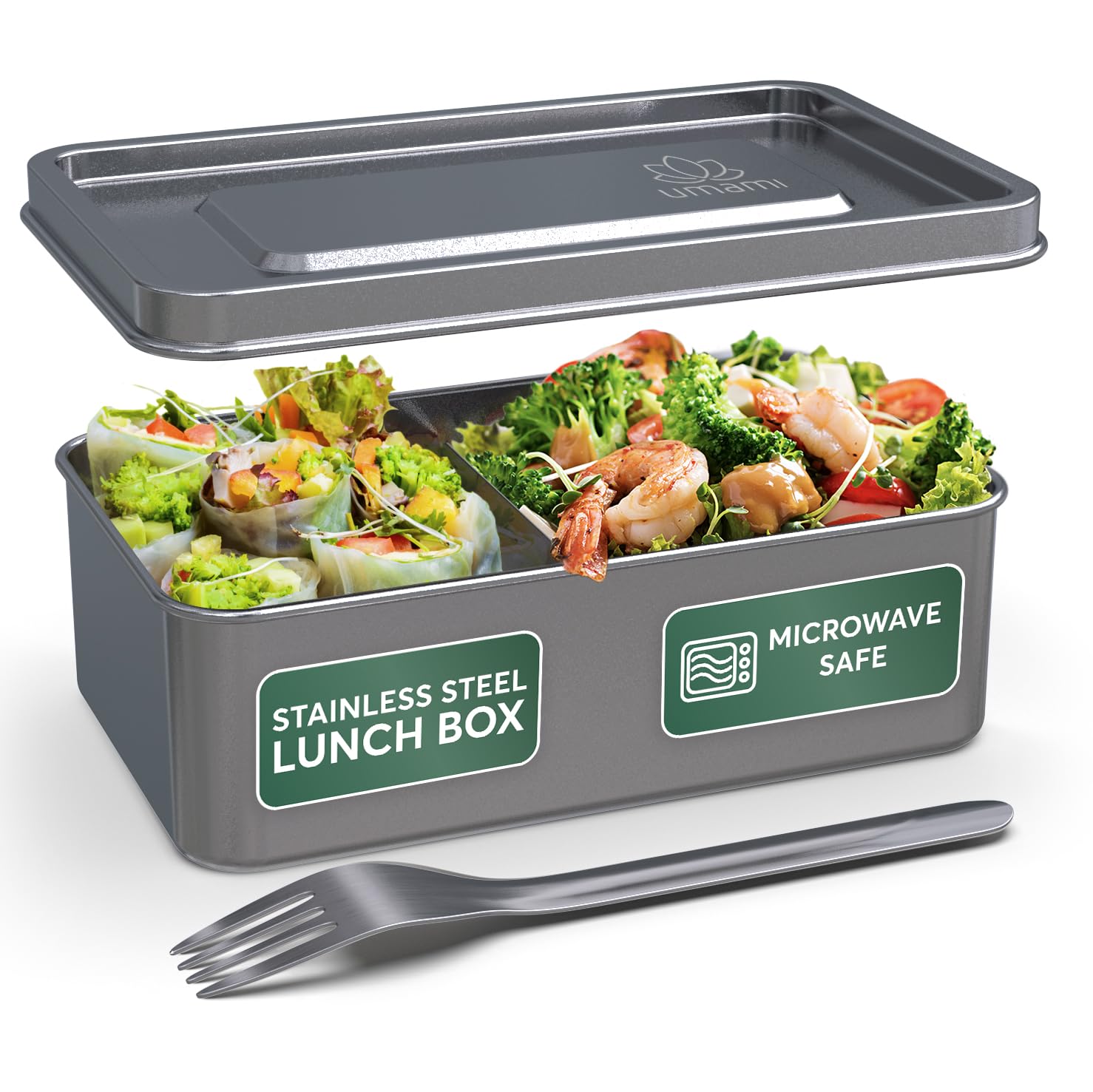 Amazon.com: Umami Stainless Steel Bento Box Adult w/Fork & Divider ...