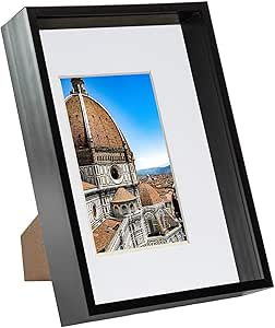 1x Black A4 (8" x 12") Acrylic Deep Shadow Box Frame - White A5 Mount ...