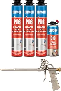DEMSUN PU Foam Bundle Kit – 3X P66 Professional PU Gun Foam 750ml + C80 ...