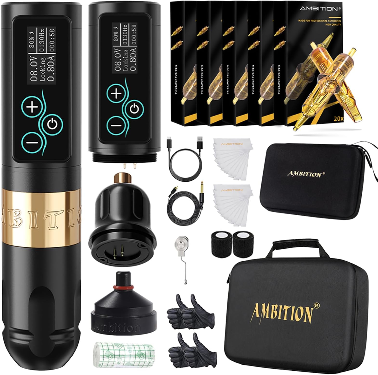 Amazon.com: Ambition Vibe Complete Tattoo Kit - Professional Wireless ...