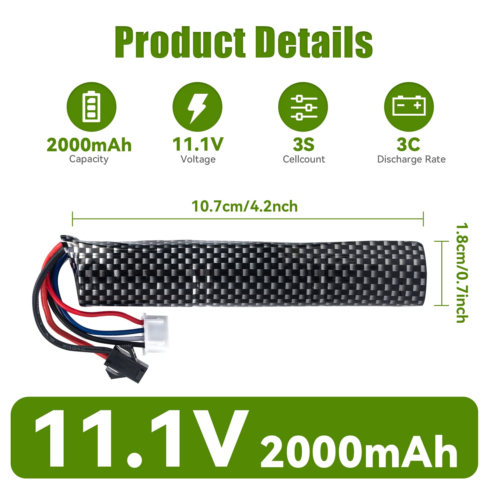 Hydro Strike Gel Blaster Crazepony 7.4V Li-ion Battery 600mAh 2S ...