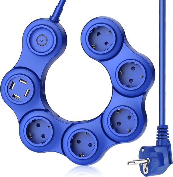 Multiprise flexible à 360° 9 en 1 avec 4 USB, 5 prises, 3680 W ...