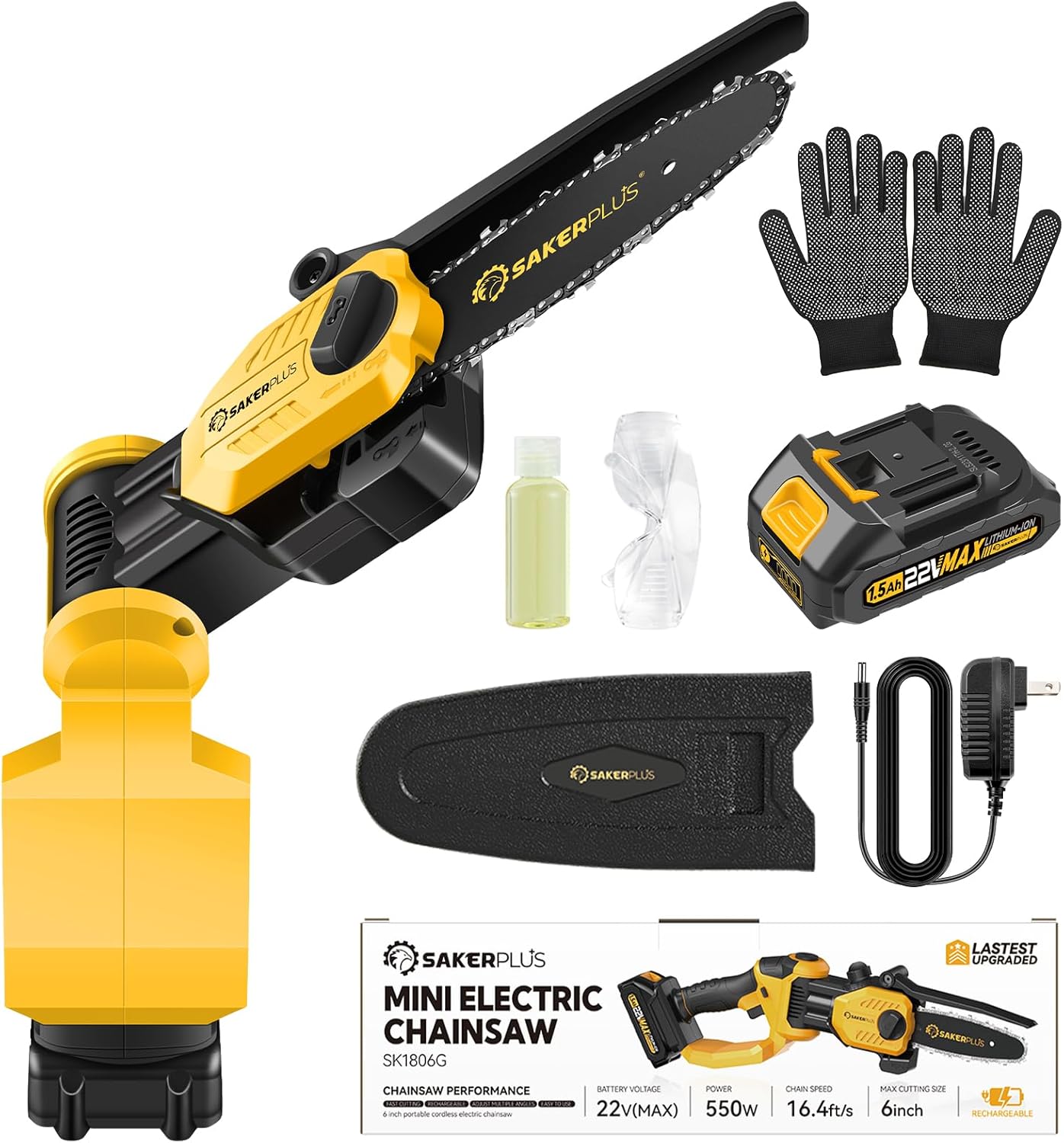 Amazon.com : SakerPlus Mini Chainsaw,6 Inch Mini Chainsaw Adjustable ...