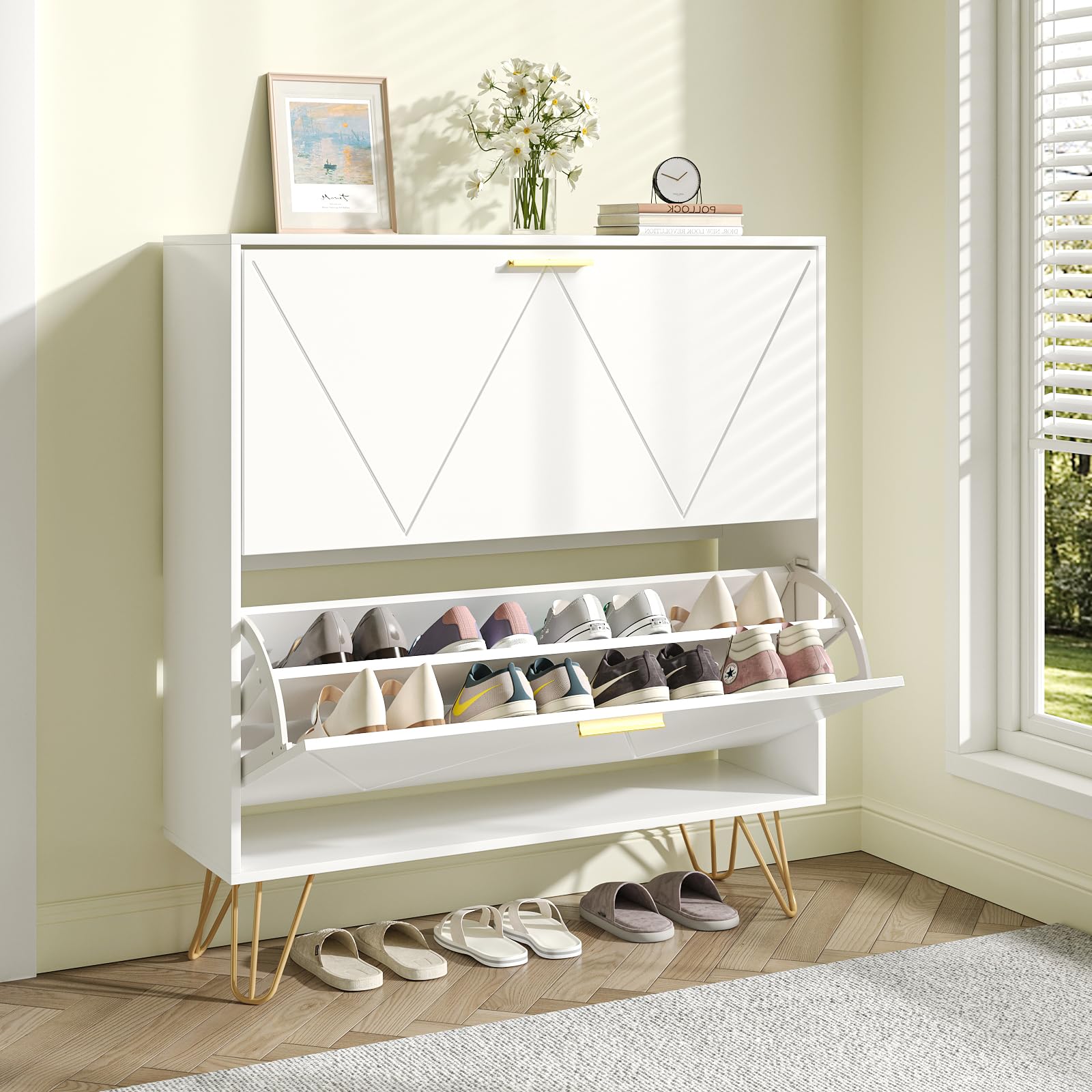 Amazon.com: JOZZBY White Shoe Cabinet for Entryway, Narrow Shoe Storage ...