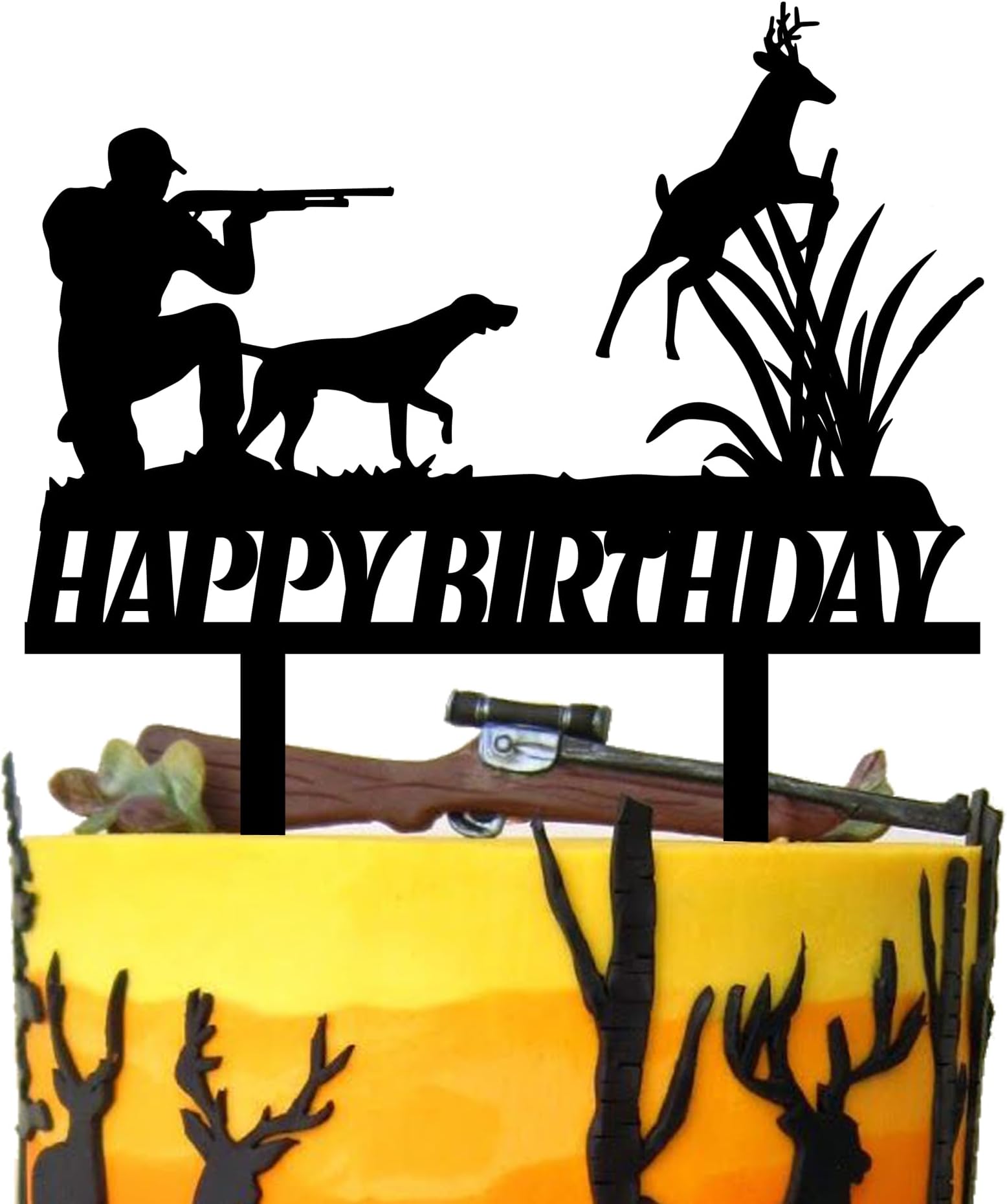 Amazon.com: 17 Pieces Deer Hunting Cake Topper Christmas Tree Cake ...