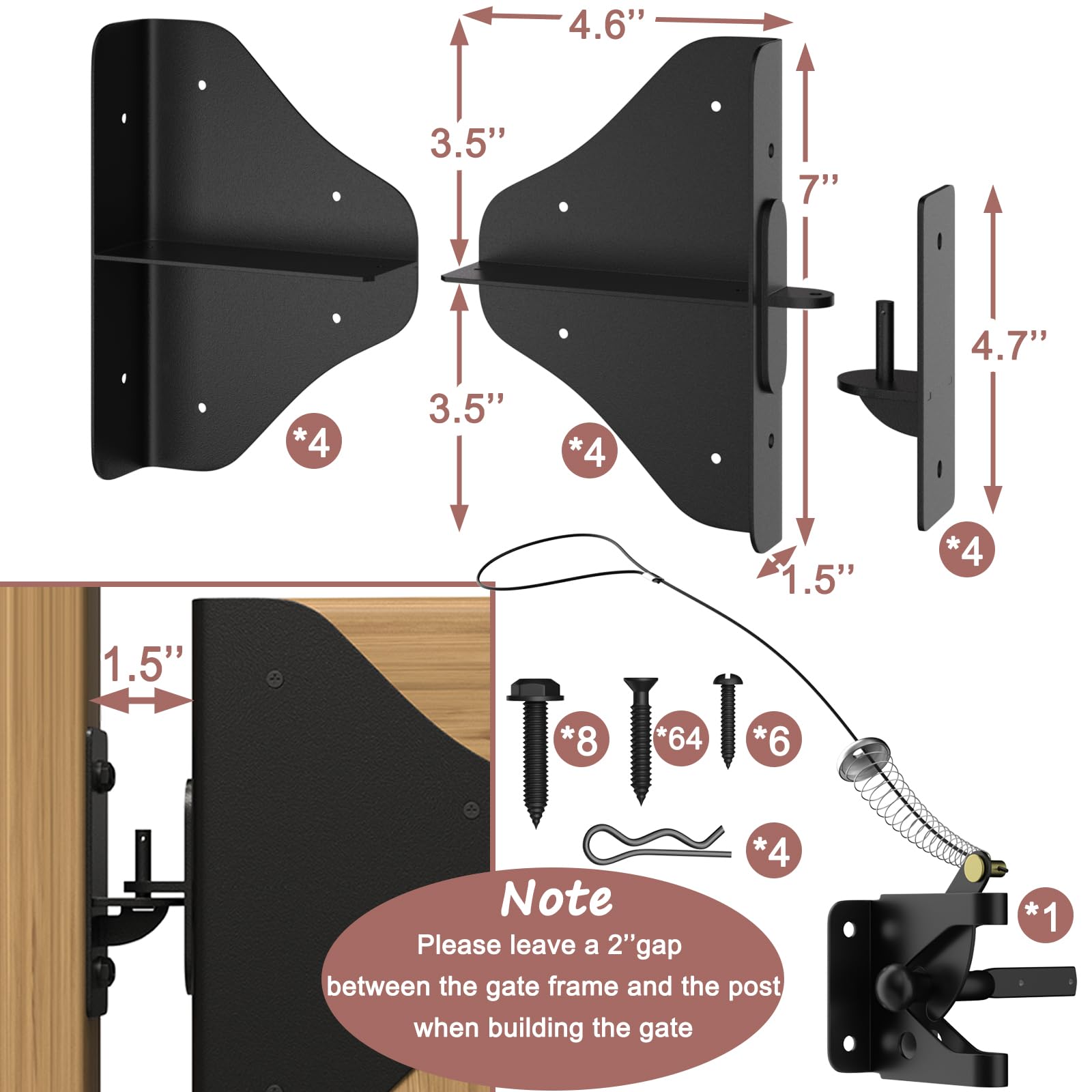 Snapklik.com : Fence Gate Kit (8 Brackets) Wood Gate Brace Gate ...
