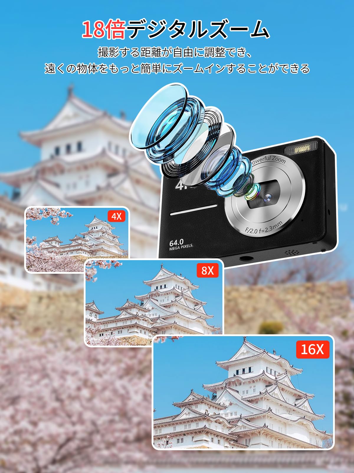 Amazon | Moledro デジタルカメラ 4K デジカメ 6400万画素 32GB