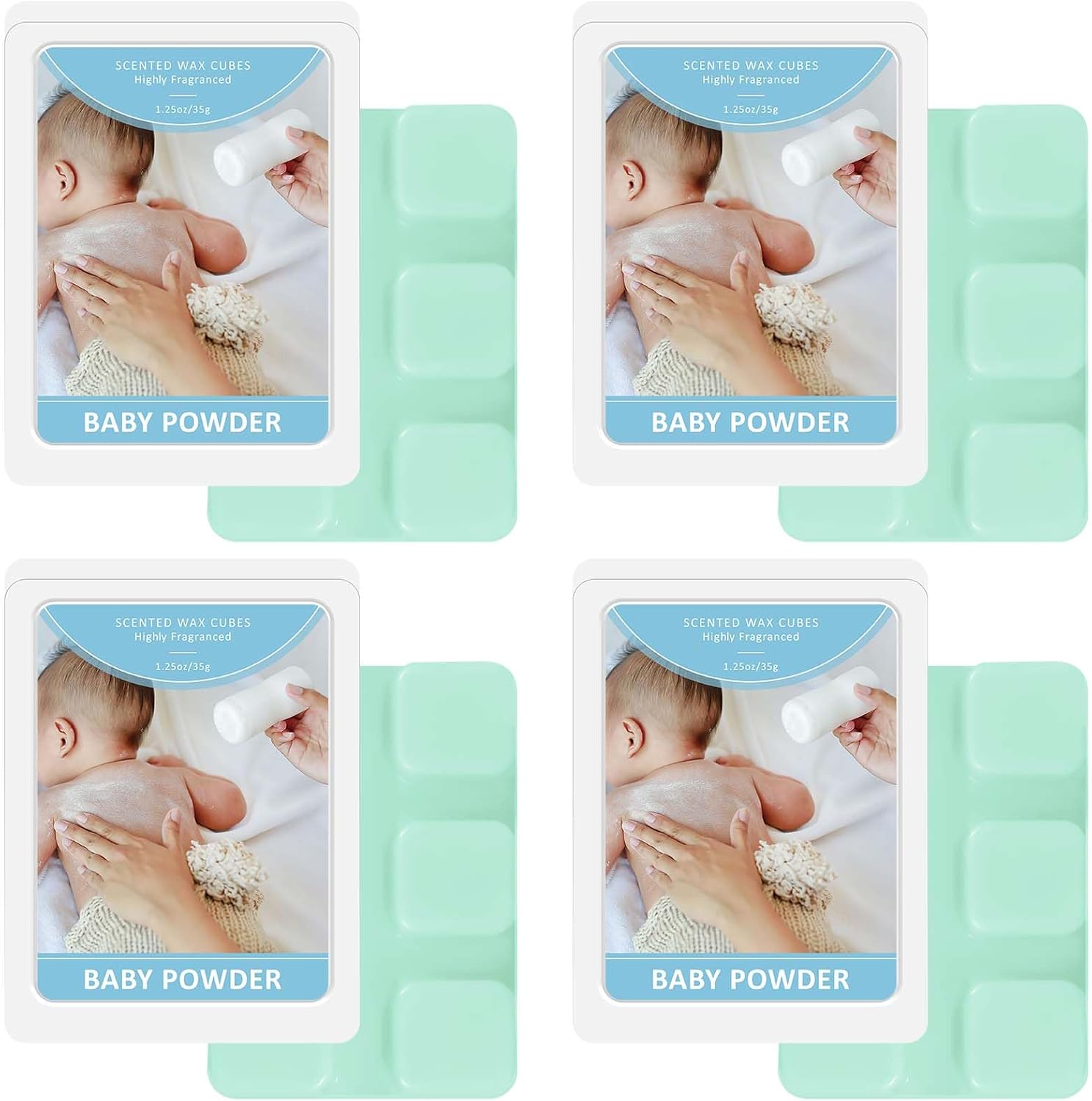 Amazon.com: STRN Wax Melts, Baby Powder Scented Soy Wax Cubes 4 Pack ...
