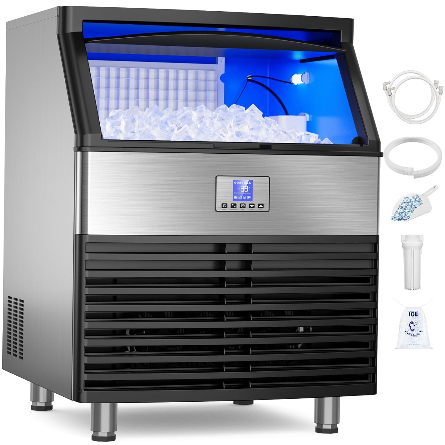 Amazon.com: Commercial Ice Machine, 450Lbs/24H Under Counter Ice ...