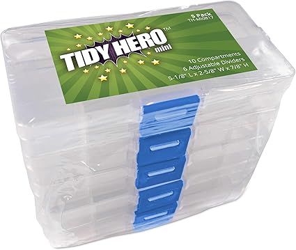 Amazon.com: 5 Pack of Small Plastic Storage Boxes with Removable Dividers