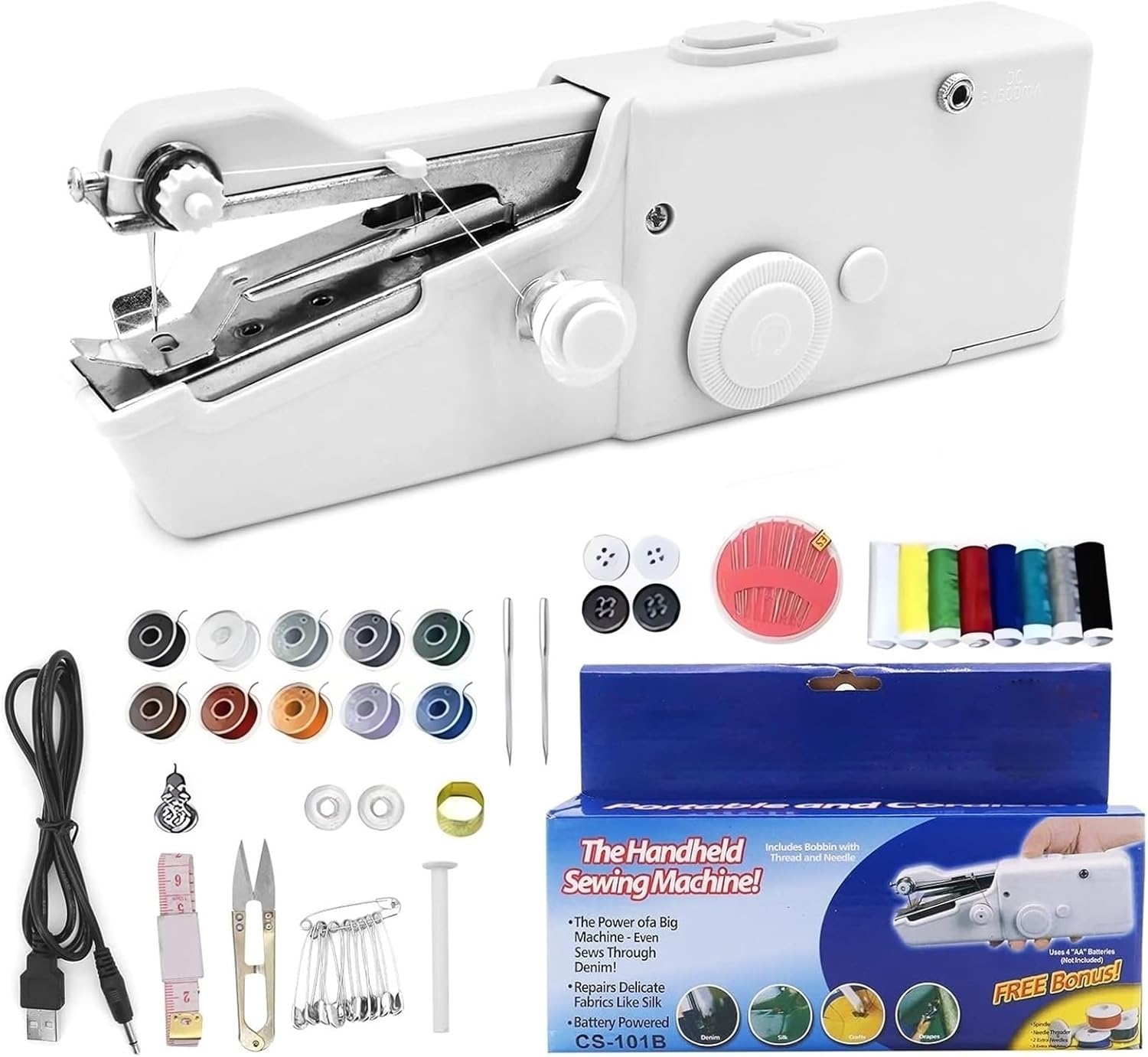 Amazon.com: Portable Handheld Sewing Machine Kit Mini USB Electric ...